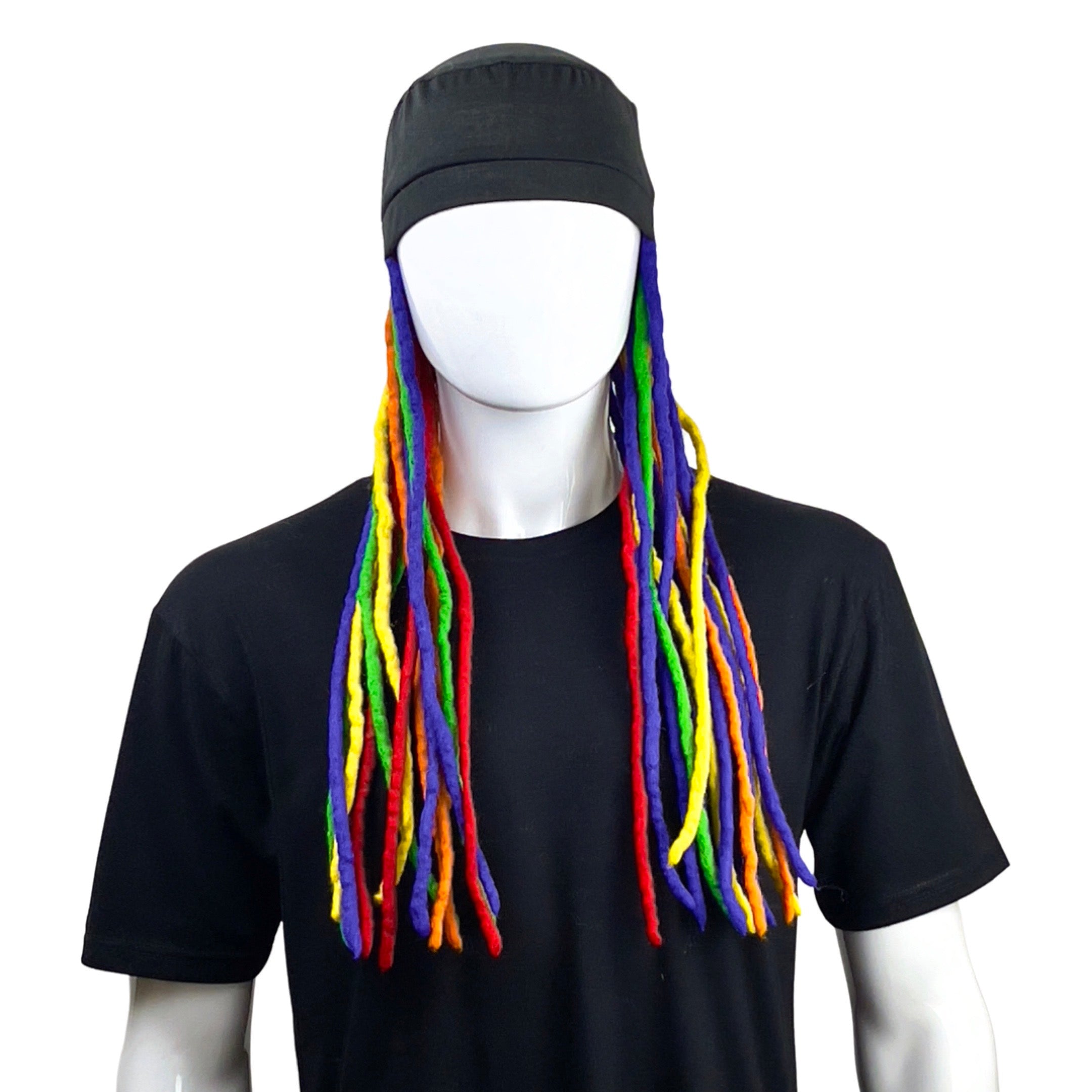 Fanlocks Skullcap and Dreadlocks - Rainbow