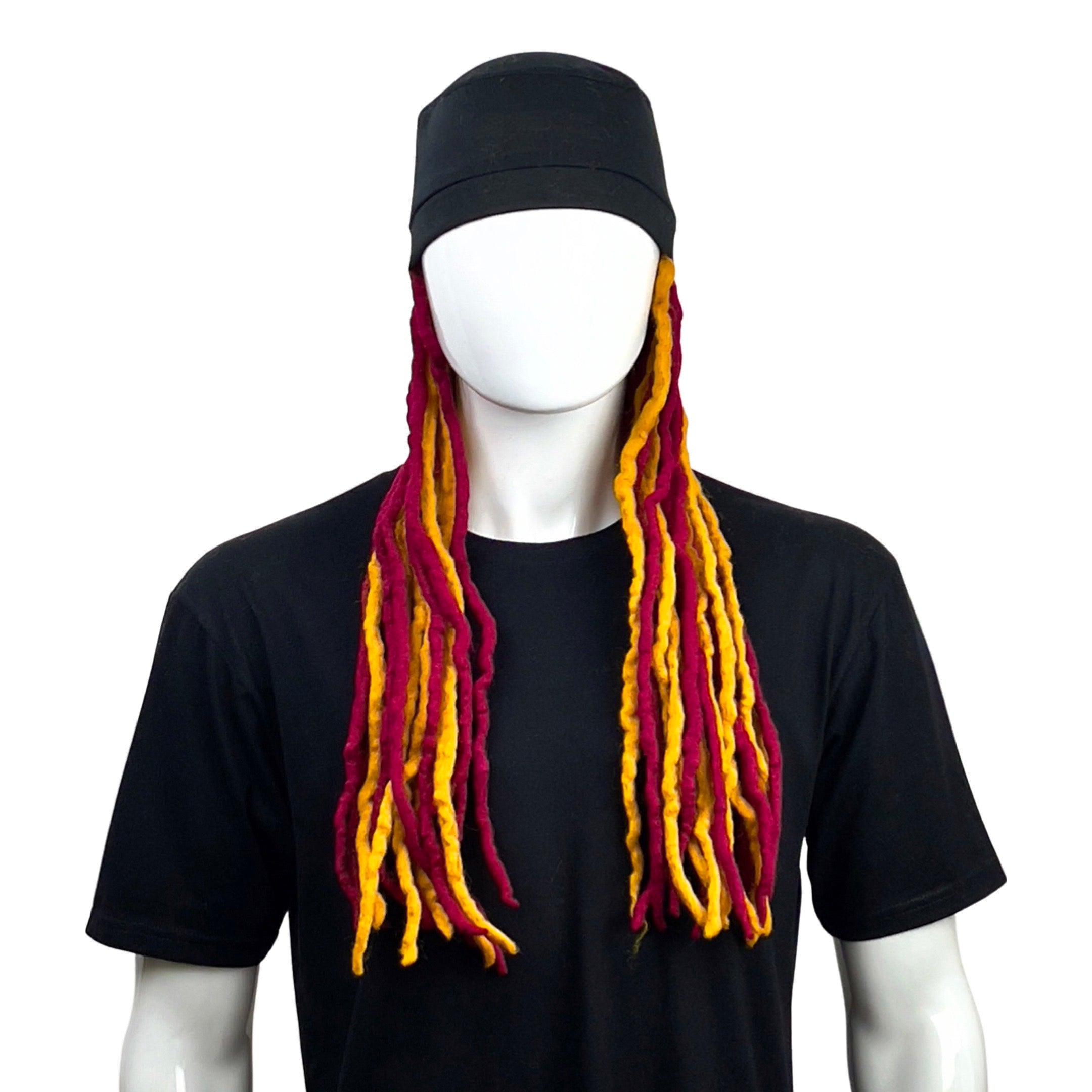 Fanlocks Skullcap and Dreadlocks - Burgundy & Yellow Gold